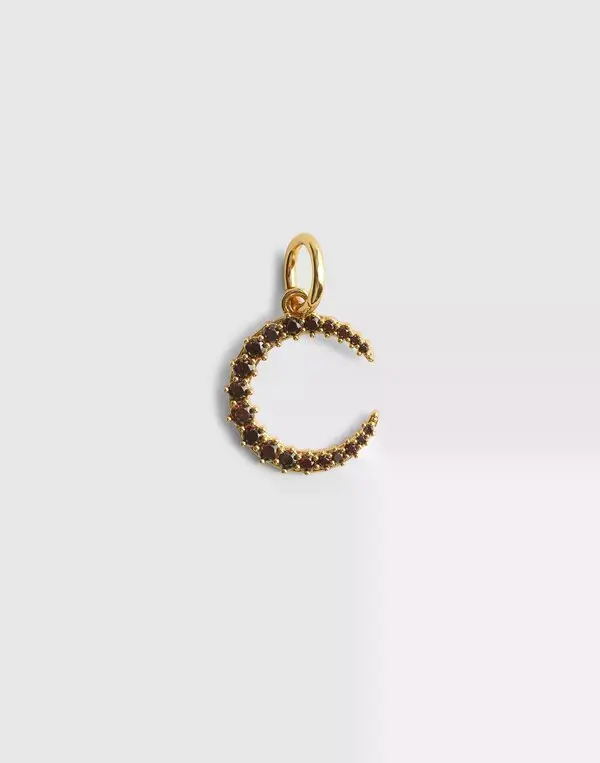 Madewell Crystal Moon Charm - Antique Gold