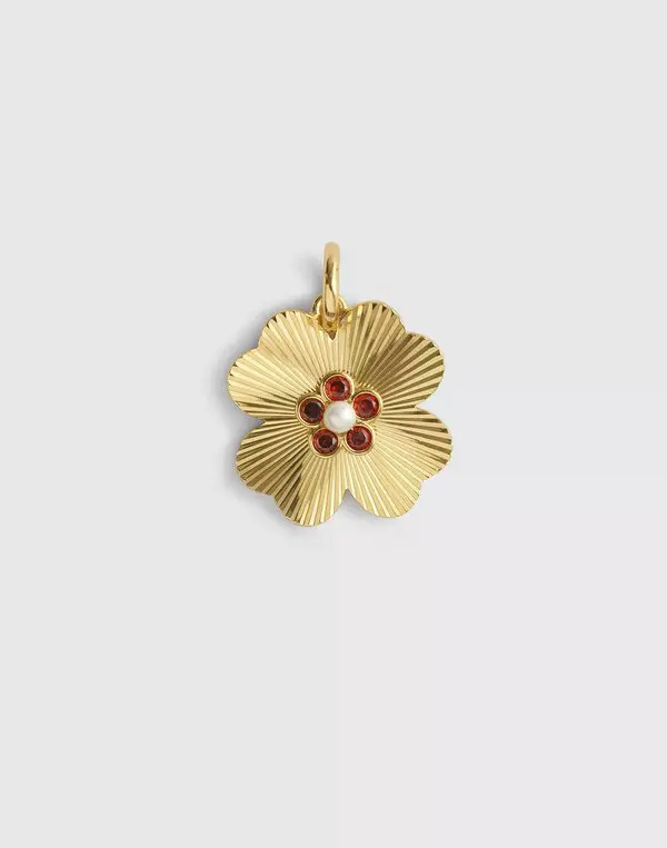 Madewell Freshwater Pearl Flower Charm - Antique Gold