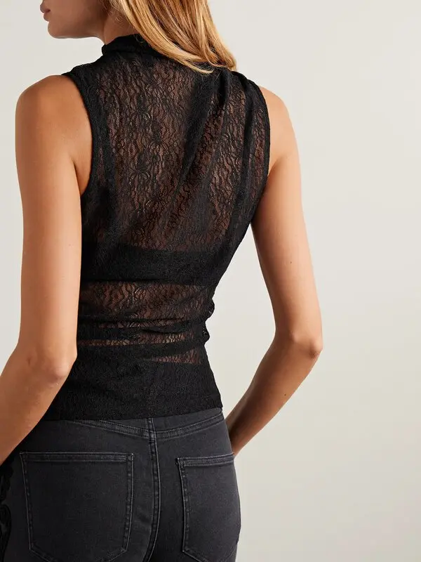 Veronica Beard Mylie Ruched Stretch-lace Turtleneck Top