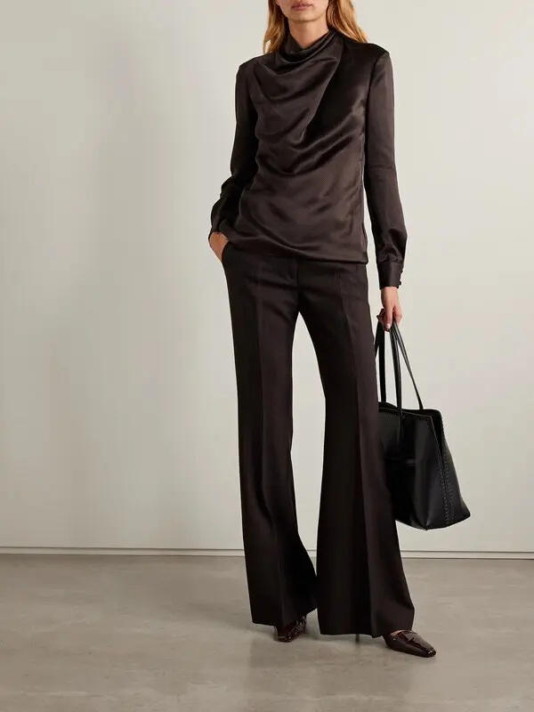 Gabriela Hearst Marcela Draped Hammered-silk Blouse - Brown