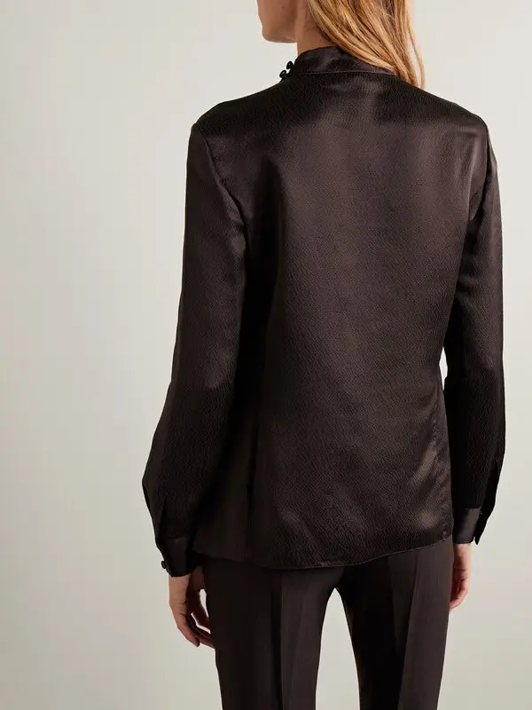 Gabriela Hearst Marcela Draped Hammered-silk Blouse - Brown