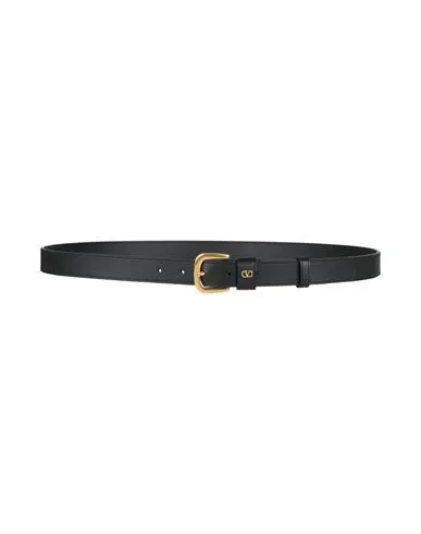 Valentino Garavani Leather Belt With Logo Buckle - Black