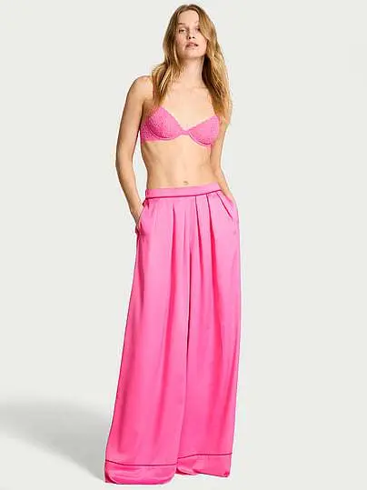 Victoria's Secret Glazed Satin Palazzo Sleep Pants - Pink