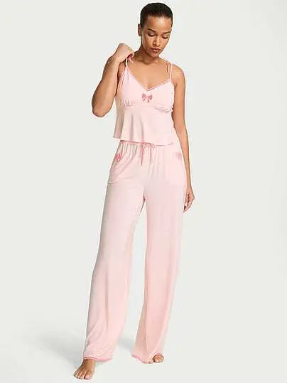 Victoria's Secret Modal Soft Bow Cami & Wide-leg Pant Set - Pink