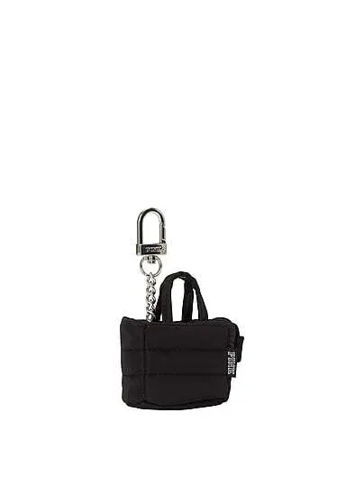 Pink Mini Tote Keychain Charm - Black