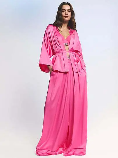 Victoria's Secret Signature Satin Mini Robe - Pink