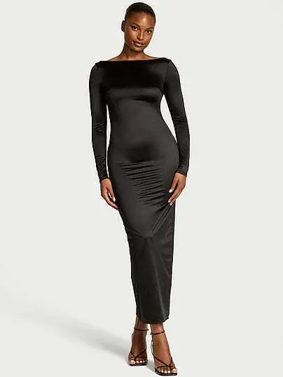 Victoria's Secret Sosleek™ Long-sleeve Maxi Dress - Black