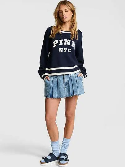 Pink Boxy Fair Isle Sweater - Blue