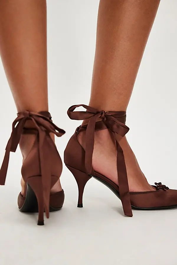 Jeffrey Campbell Releve Ballet Heels - Brown Satin