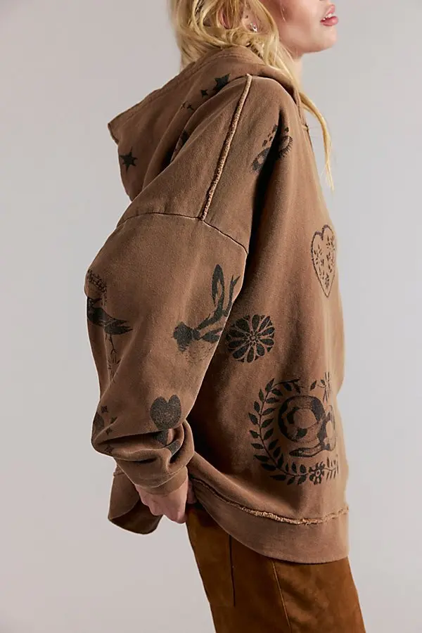 RAGABOND Folklore Graphic Hoodie - Brown