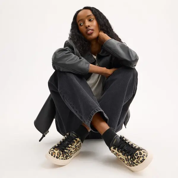 COACH OUTLET Coach High Line Leopard Print Leather Sneakers