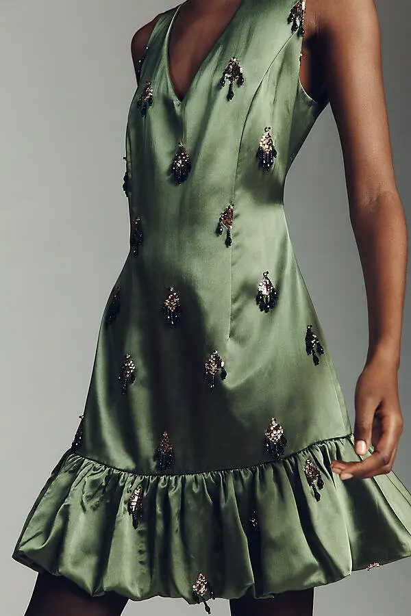 forest green shift dress Well Versed Pleated Mini Dress Forest Green