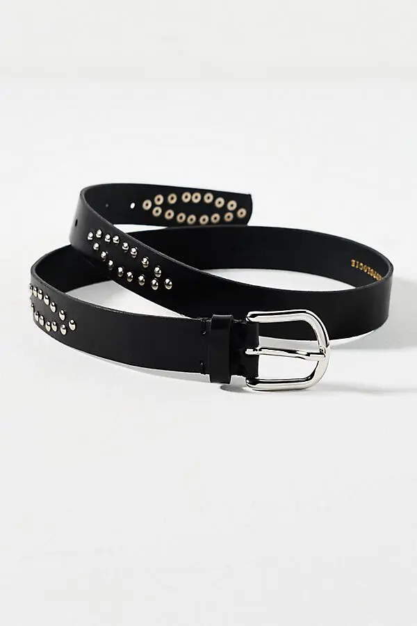 Anthropologie Studded Ellipse Belt - Black / Silver