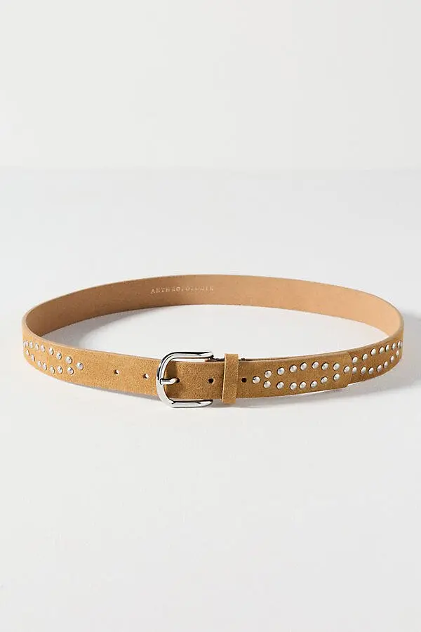 Anthropologie Studded Ellipse Belt - Camel/ Silver