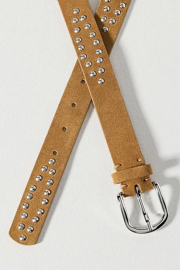 Anthropologie Studded Ellipse Belt In Camel/ Silver - 66  display picture 2