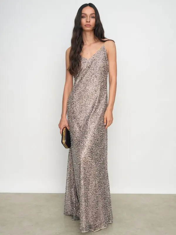 REISS Faye Sequin Maxi Slip Dress