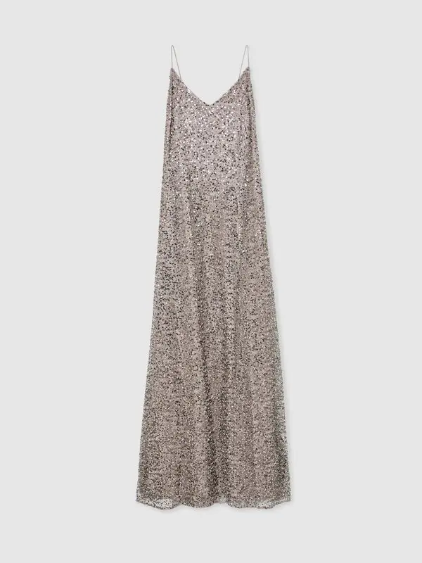 REISS Faye Sequin Maxi Slip Dress