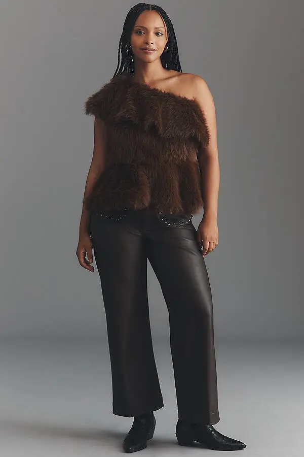 ELOQUII Faux Fur One-shoulder Top