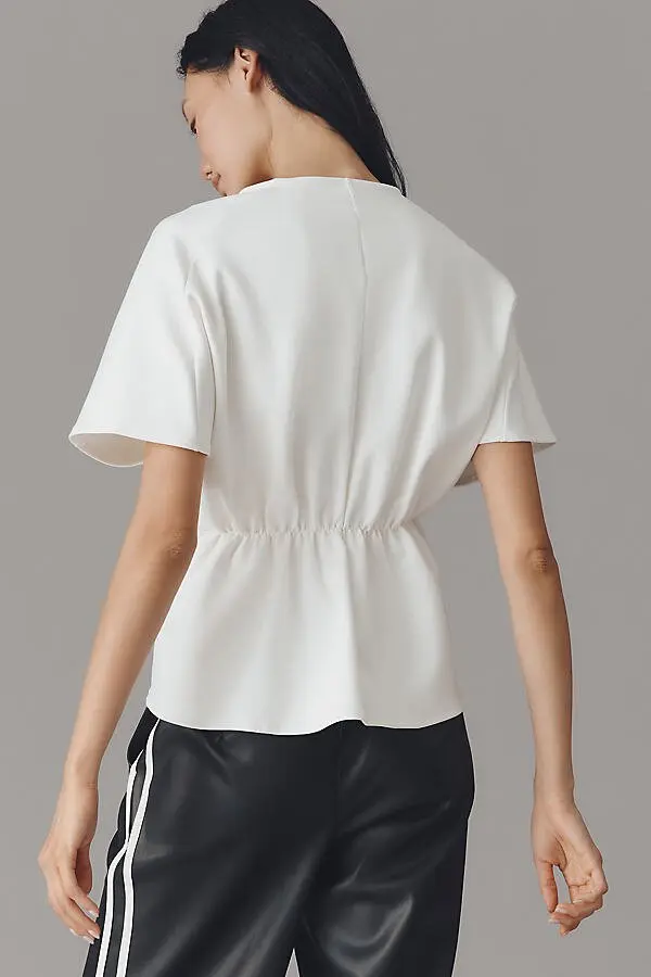 Anthropologie Pleated Peplum Short-sleeve Top