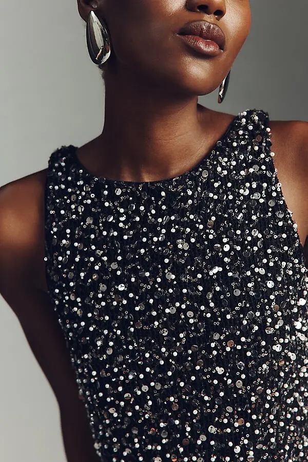 Saylor Sleeveless Sequin-embellished Mini Dress - Black Multi