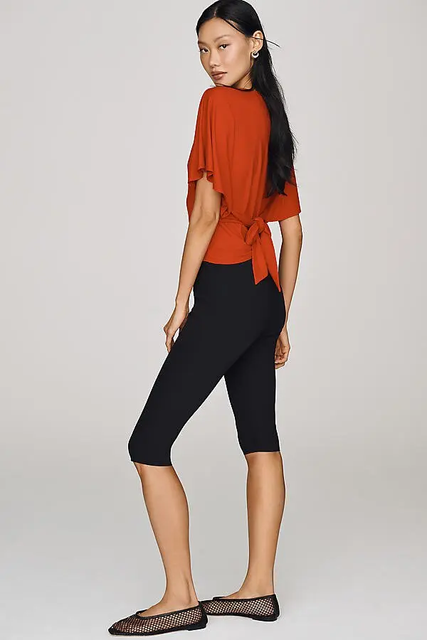REFORMATION Avery Knit Flutter Sleeve Top - Lipstick