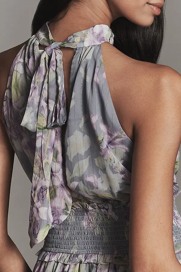 Elliatt Petite Milena Halter Tiered Mini Dress - Fog Lilac - 40% Off |  Editorialist