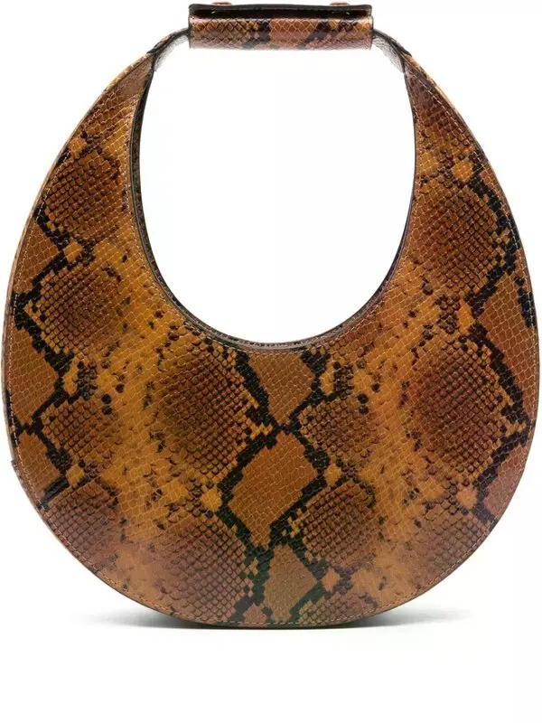 Staud Moon Snakeskin Handle Tote