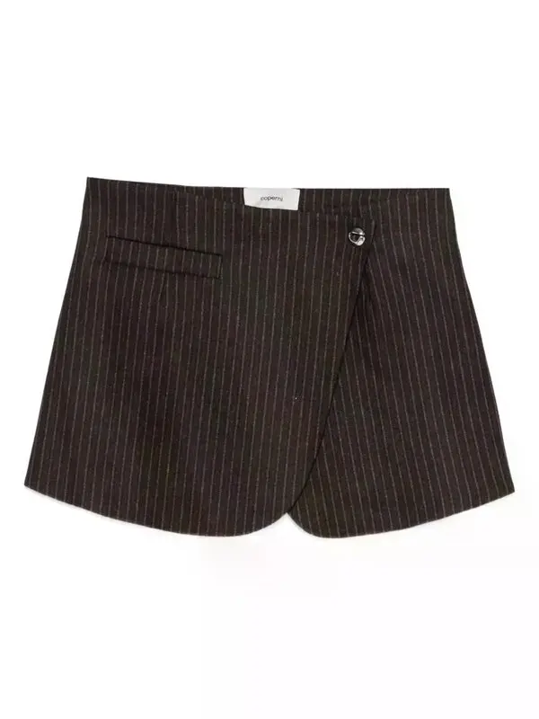 Coperni Pinstriped Wrap Mini Skirt - Brown
