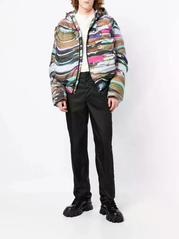Natasha Zinko Puffer Boxy-cut Jacket With Abstract Print