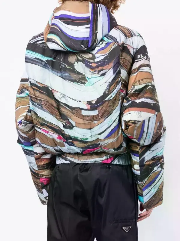 Natasha Zinko Puffer Boxy-cut Jacket With Abstract Print