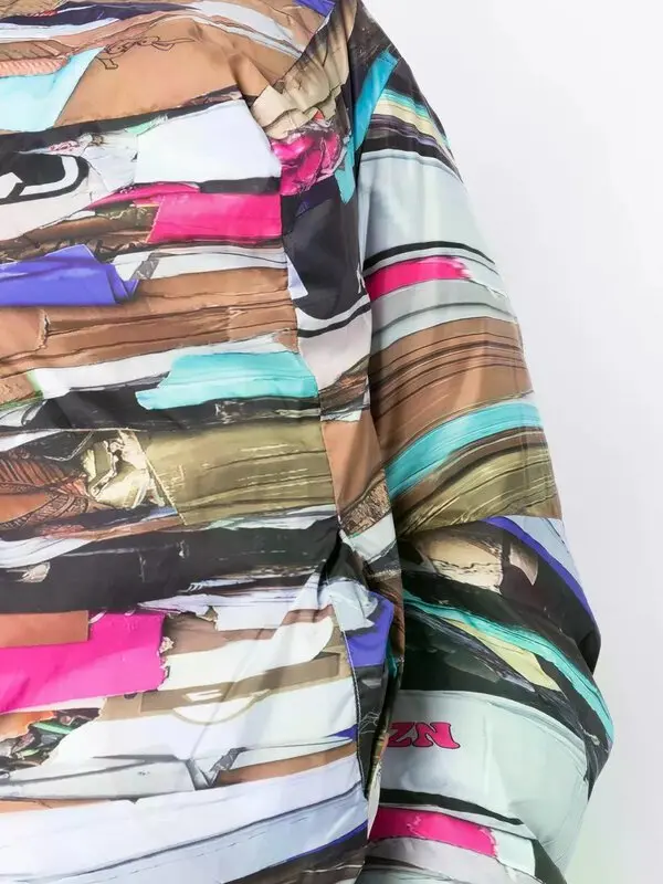 Natasha Zinko Puffer Boxy-cut Jacket With Abstract Print