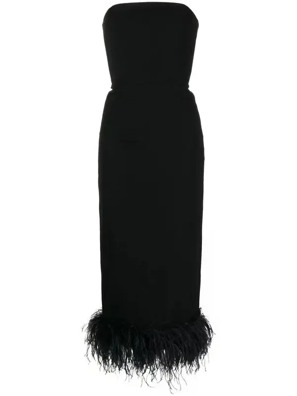 16Arlington Strapless Feather-trim Bodycon Dress
