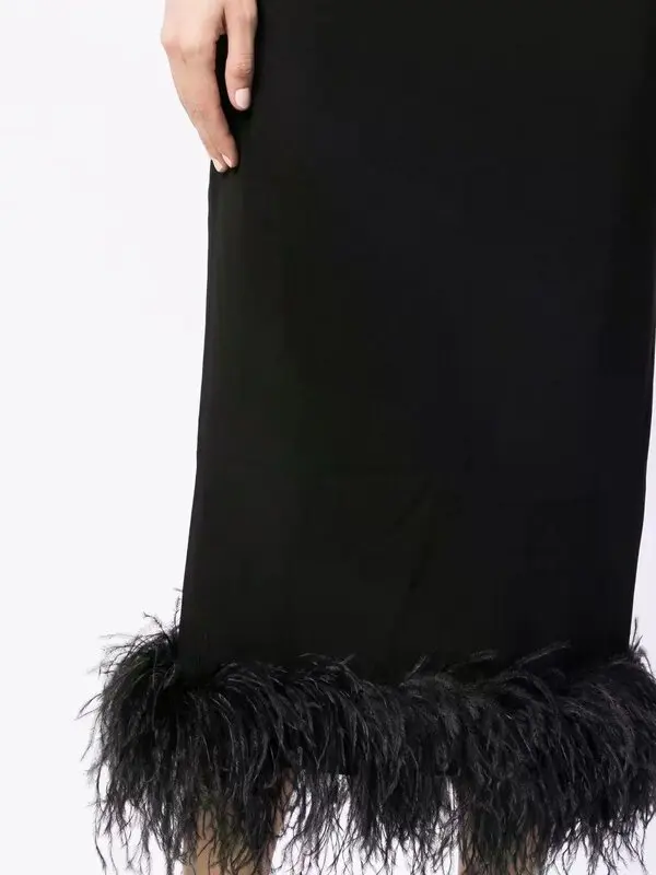 16Arlington Strapless Feather-trim Bodycon Dress