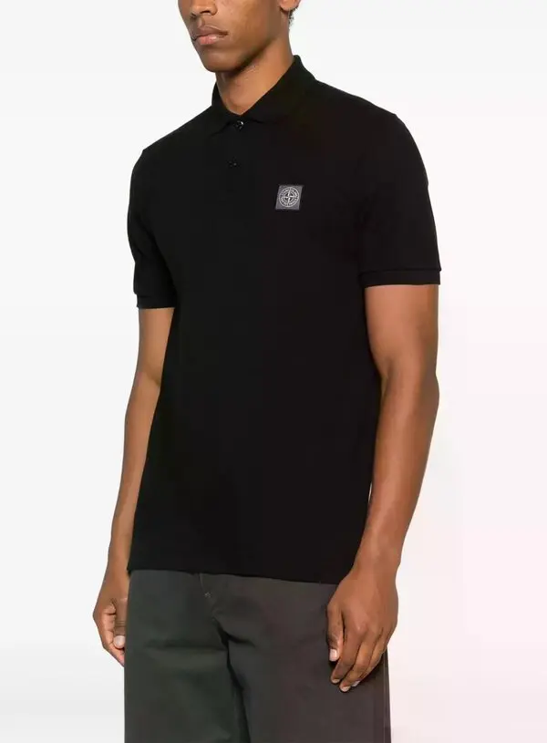 Stone Island Short-sleeve Patch Polo Shirt - Black