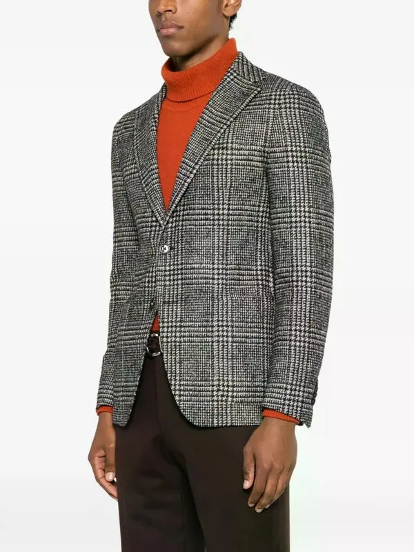 Tagliatore Checked Button Jacket - Grey