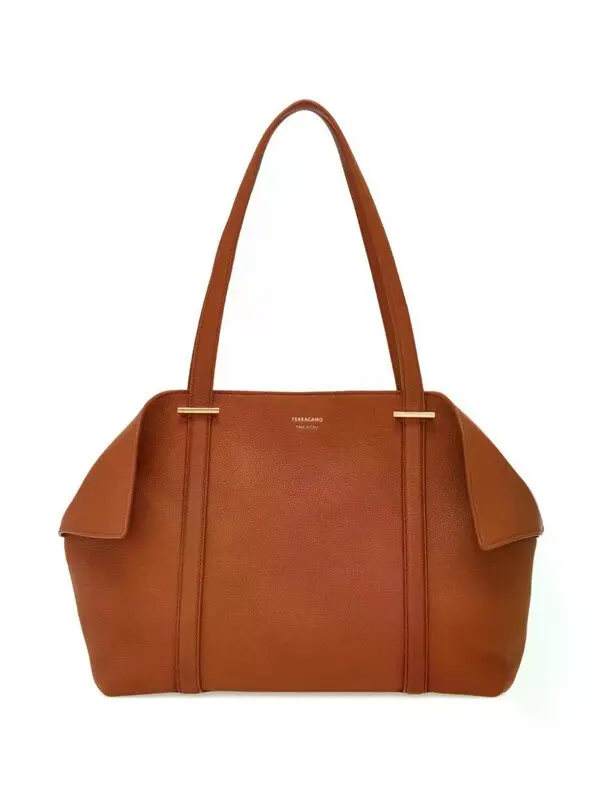 FERRAGAMO Medium Folded Leather Tote Bag