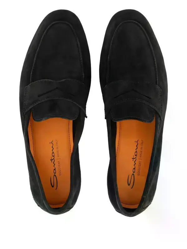 Santoni Flat Penny Loafers - Black
