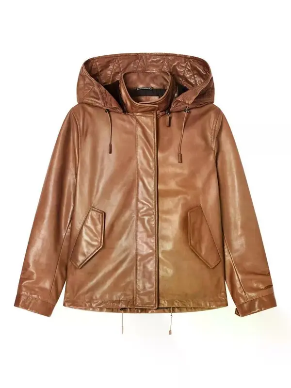 Giorgio Armani Hooded Leather Coat