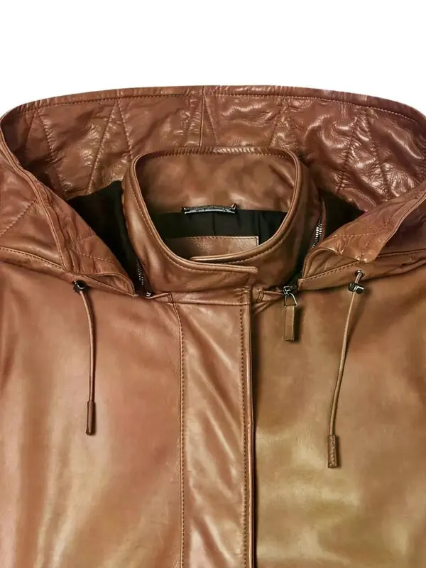Giorgio Armani Hooded Leather Coat