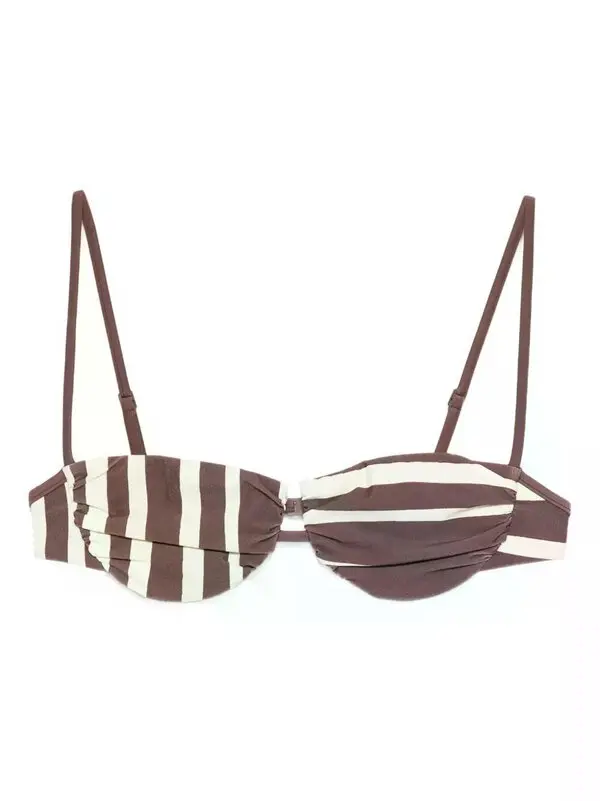 SIR. Linocut Striped Bikini Top - Brown