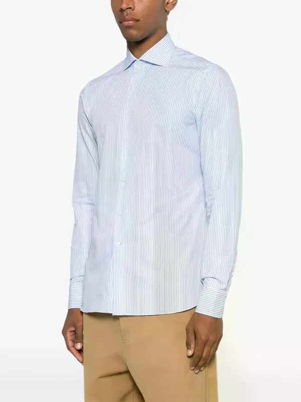 BORRIELLO NAPOLI Striped Cotton Shirt - Blue