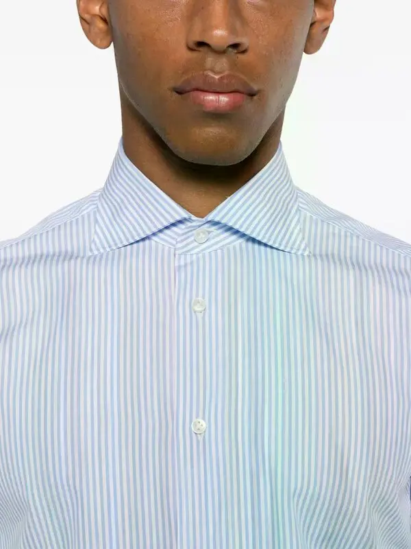 BORRIELLO NAPOLI Striped Cotton Shirt - Blue