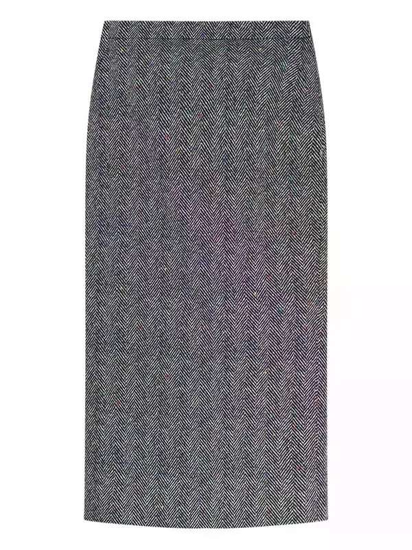Givenchy Midi Pencil Skirt With Herringbone Pattern
