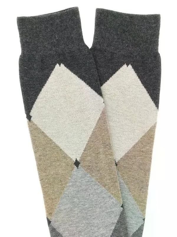 BALLANTYNE Diamond Pattern Stockings - Grey
