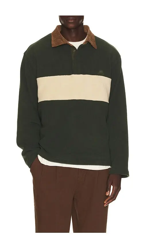 RHYTHM Awake Polar Fleece Polo In Green