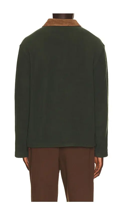 RHYTHM Awake Polar Fleece Polo In Green
