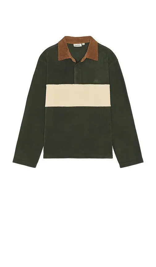 RHYTHM Awake Polar Fleece Polo In Green