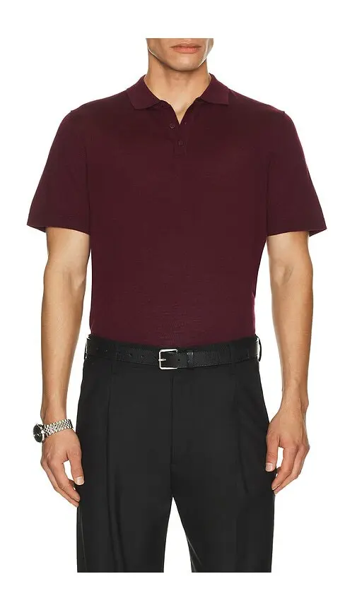 Onia Extra Fine Merino Wool Polo In Wine - Port Wine
