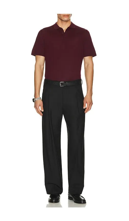 Onia Extra Fine Merino Wool Polo In Wine - Port Wine