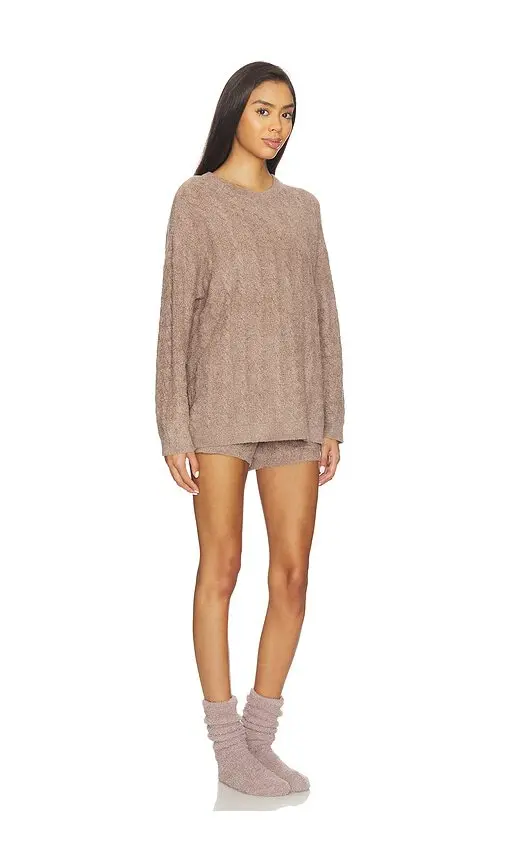 Barefoot Dreams Cable Pullover And Short Set - Sable